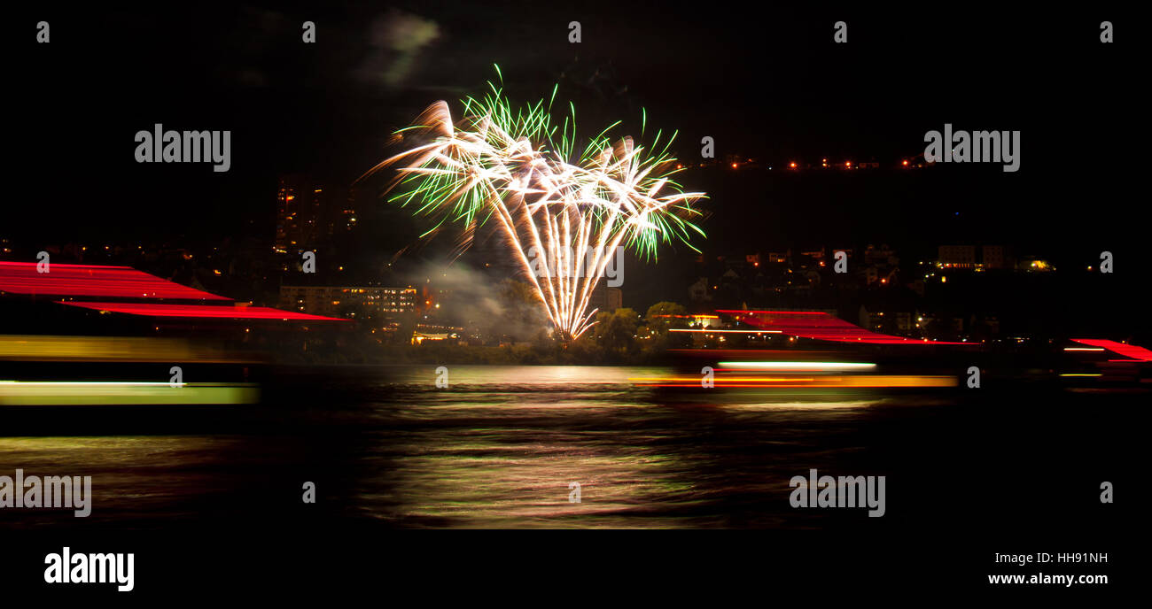 entertainment, rhine, night, nighttime, germany, german federal ...