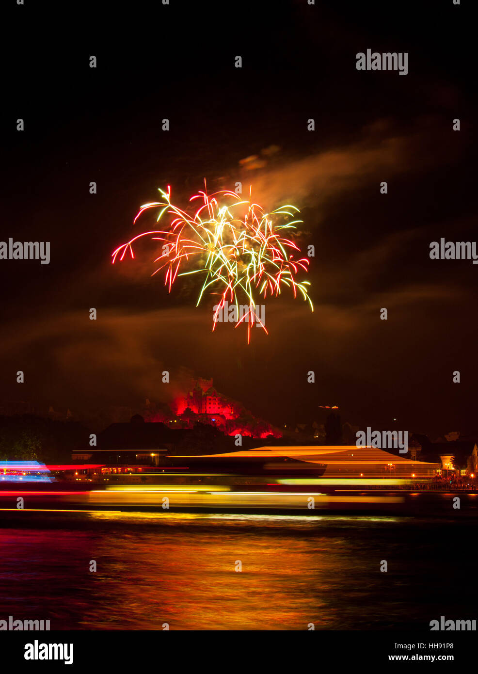 entertainment, rhine, night, nighttime, germany, german federal ...