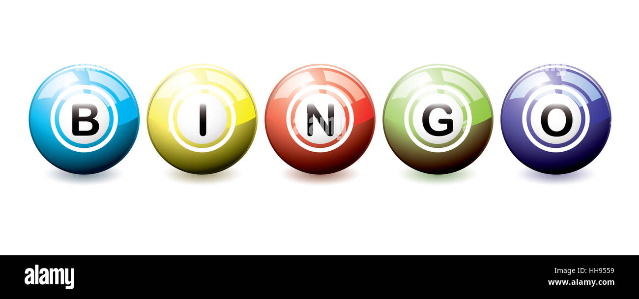 Brightly coloured bingo balls with light reflection Stock Photo - Alamy