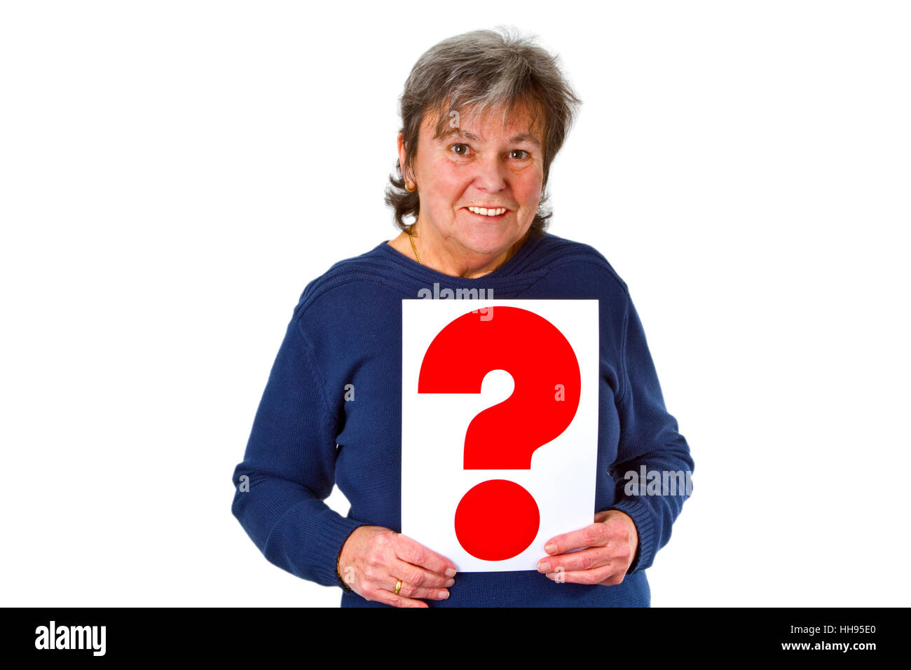 senior with a question mark Stock Photo - Alamy