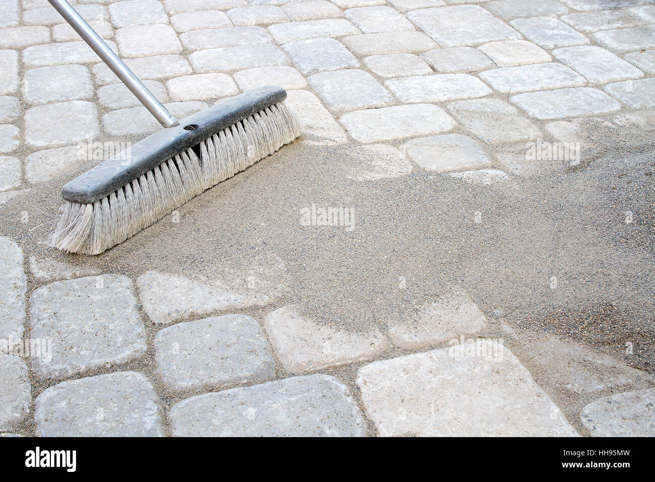 cement, broom, sweep, installation, lay, sands, sand, garden, stone ...