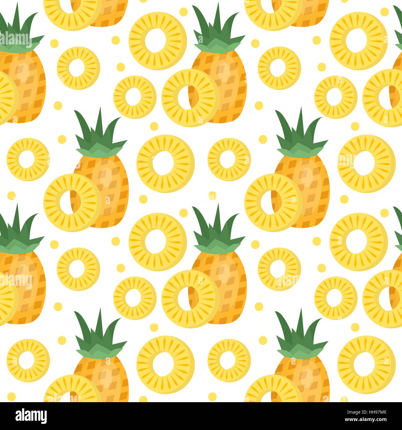 Pineapple seamless pattern. Ananas slices endless background, texture ...