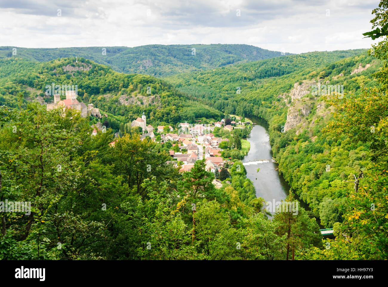 Hardegg: National park Thayatal; Hardegg with castle Hardegg in the ...