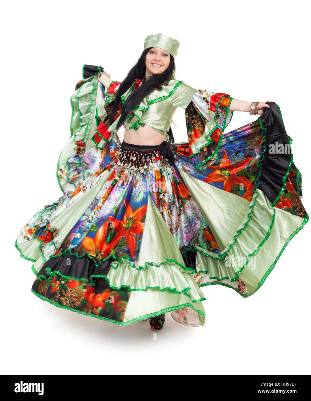 Image of gipsy dancer in traditional dress in motion Stock Photo - Alamy