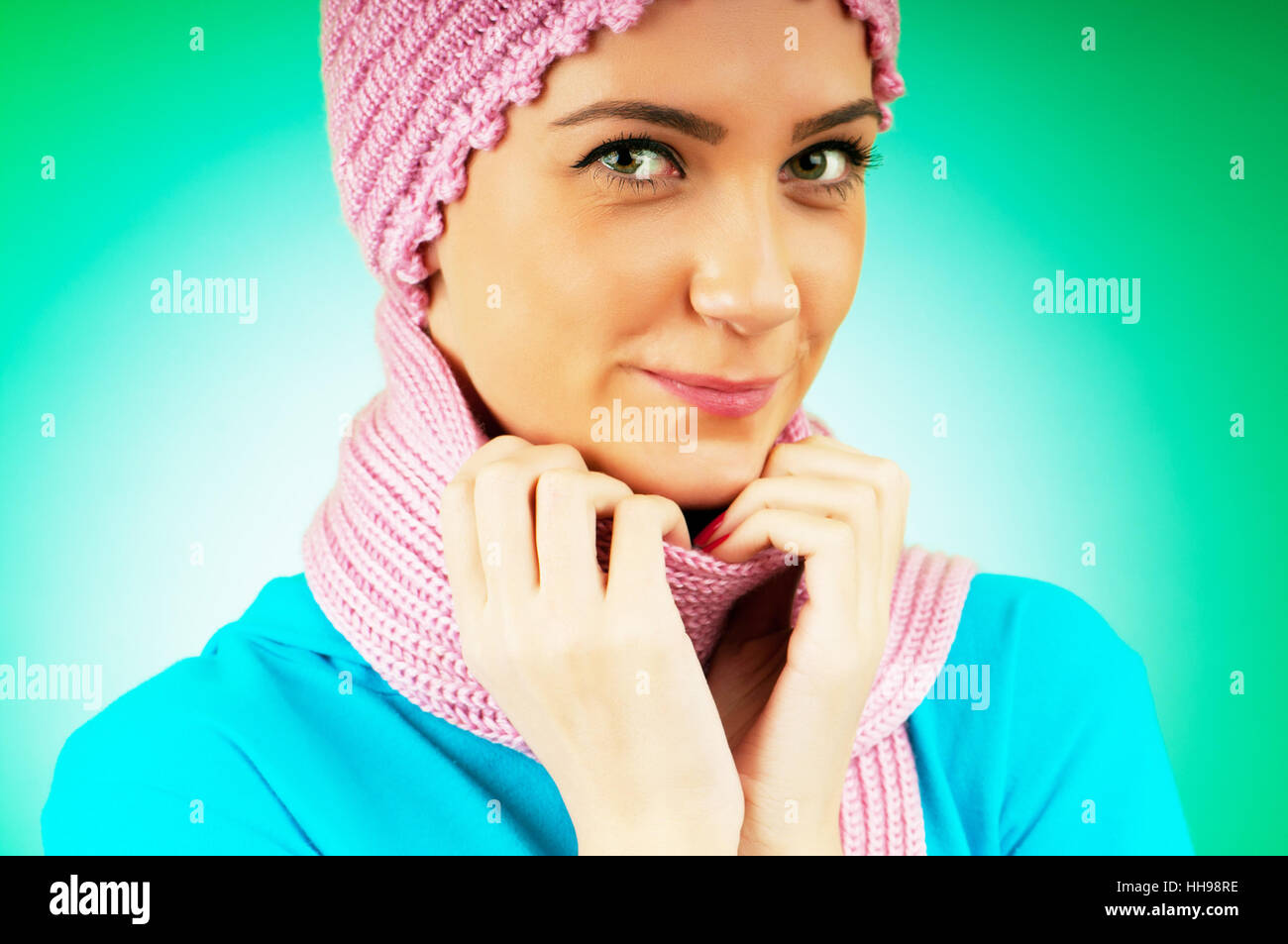 Nice looking woman in the warm clothing Stock Photo - Alamy