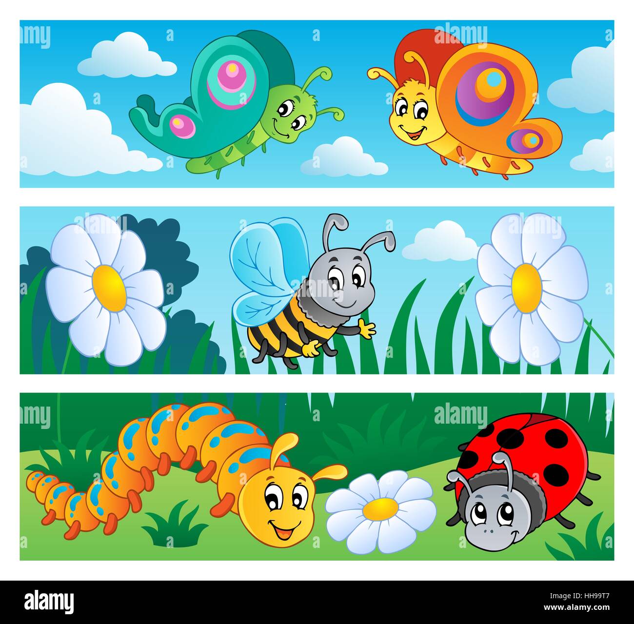 composition, butterfly, honeybee, caterpillar, banner, bug, bugs ...