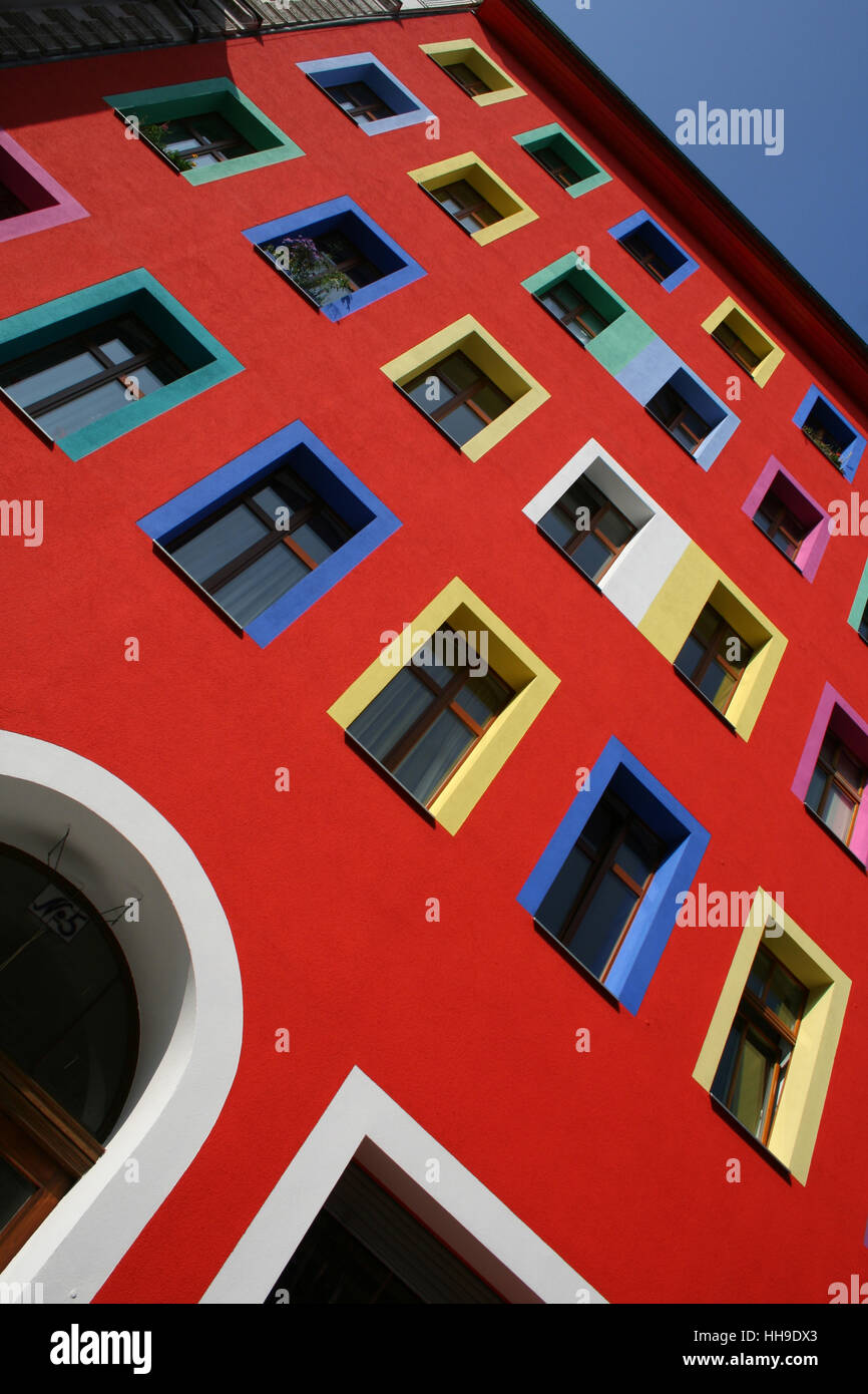 blue, house, building, detail, single, city, town, art, colour, window ...