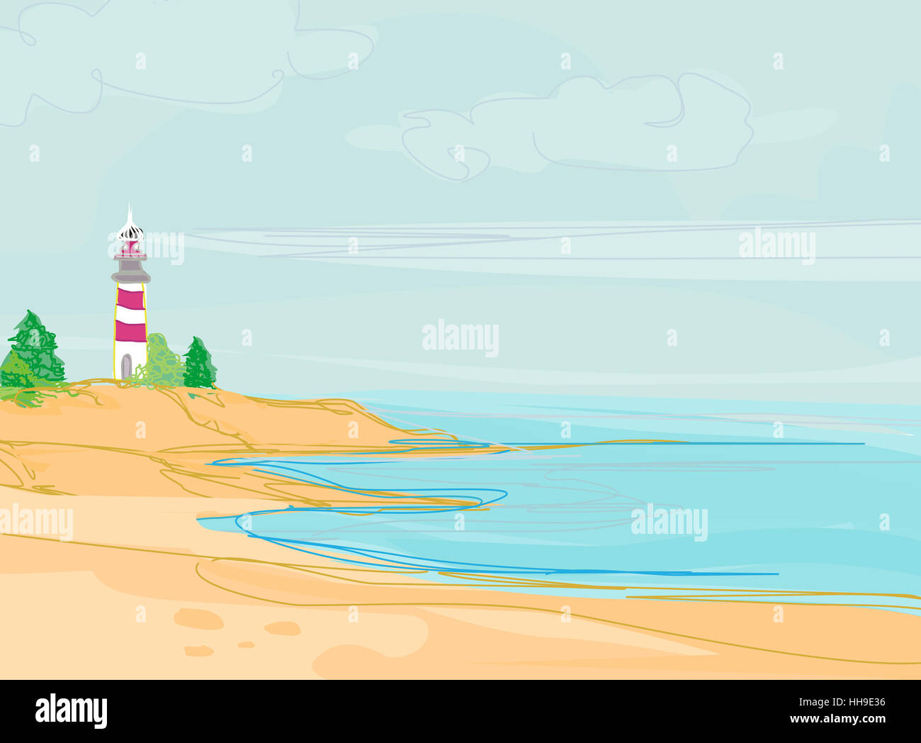 tower, navigation, poster, nautical, landscape, scenery, countryside ...