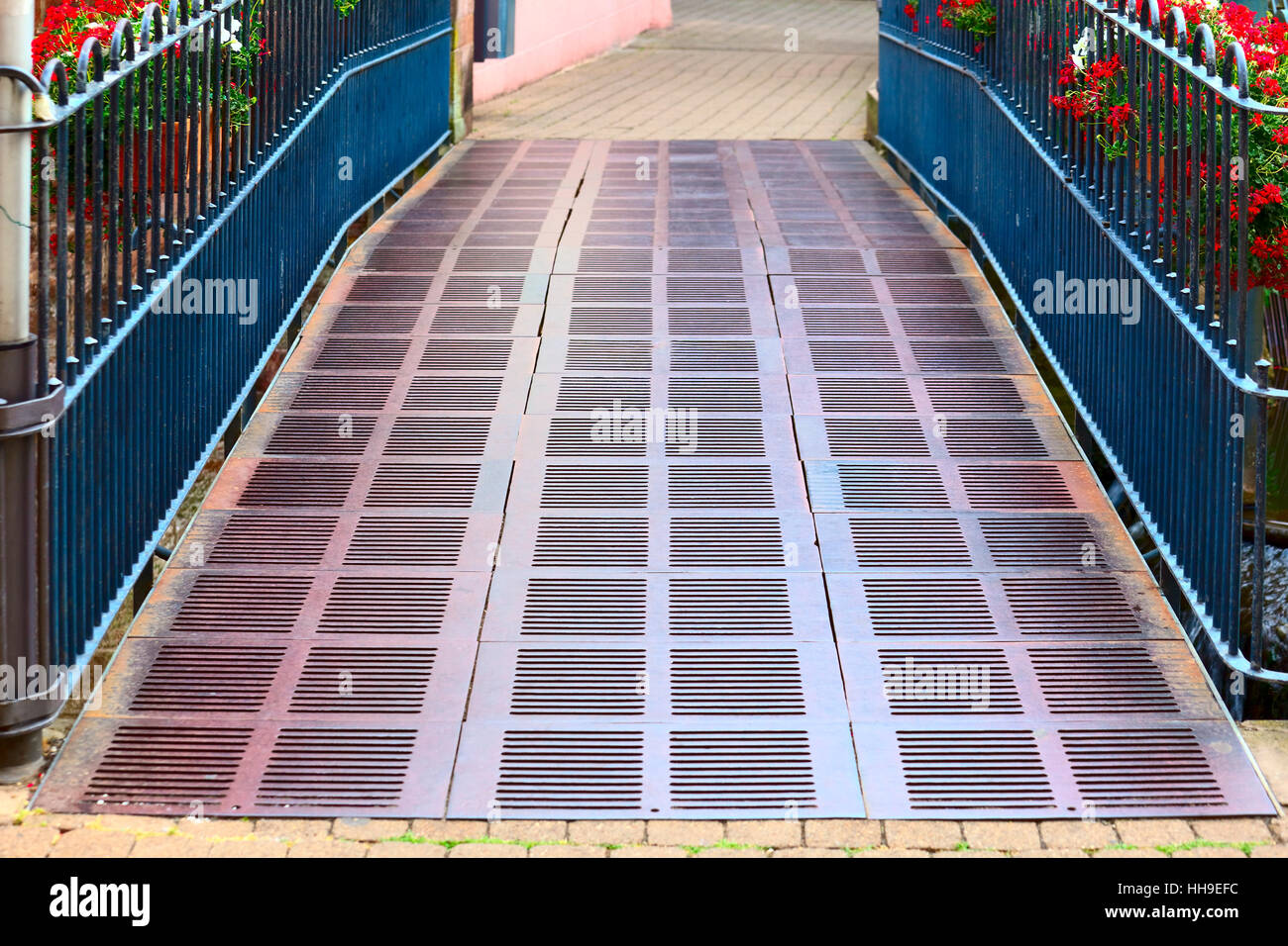 bridge, grating, grate, grid, grille, blue, city, town, brown, brownish ...