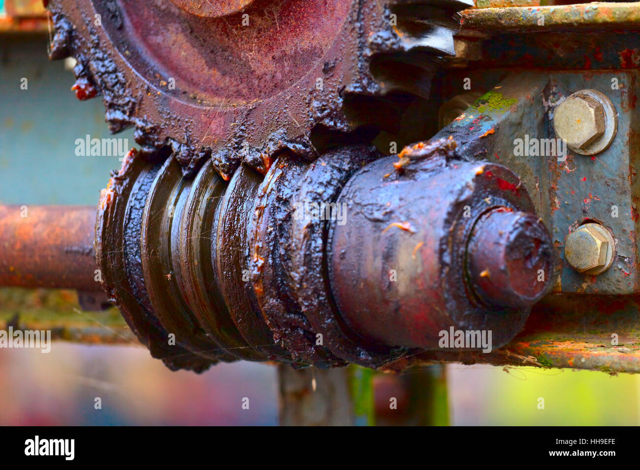 detail, gear, rust, grease, besmear, lubricate, robot, automatic ...