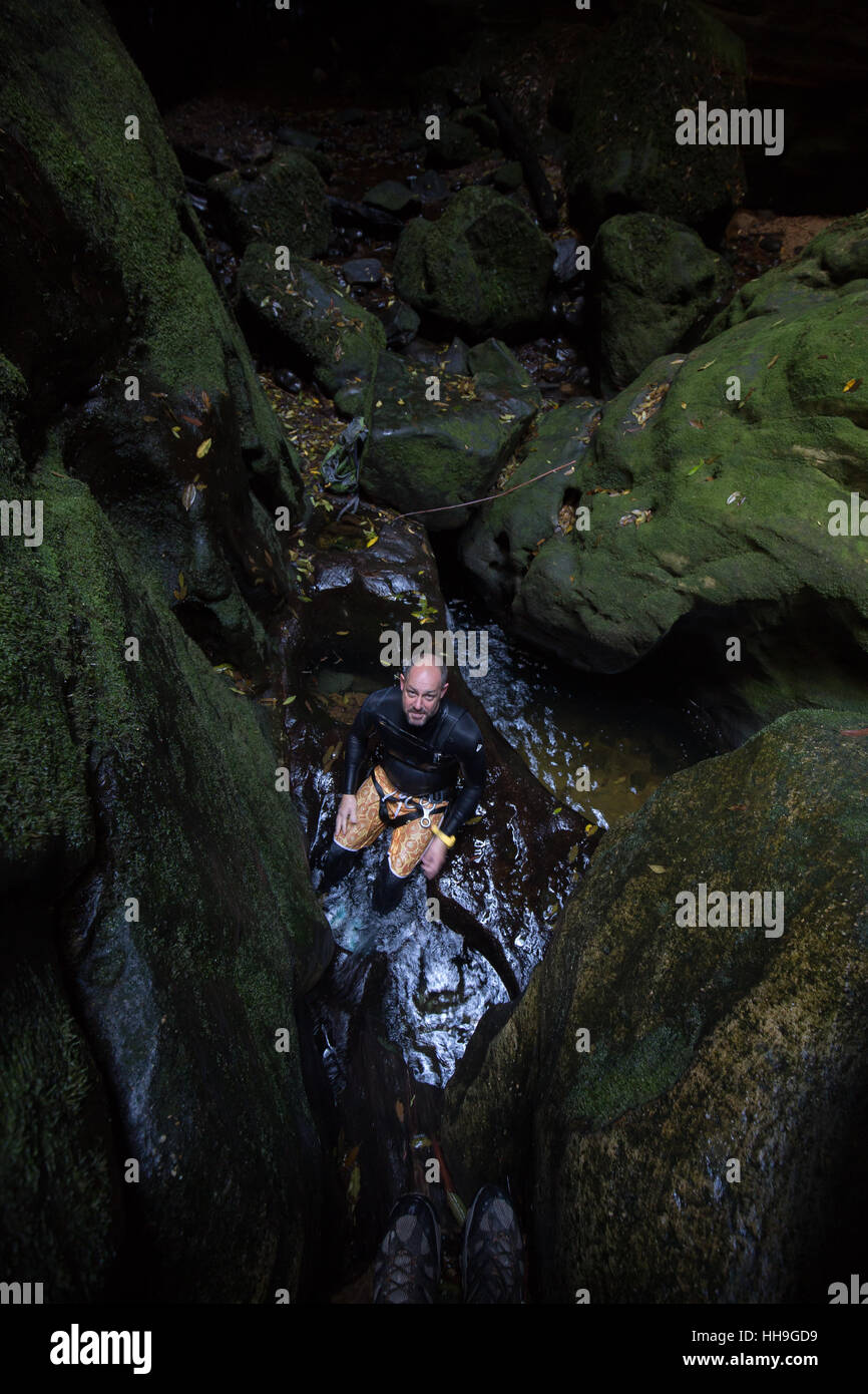 Adventure canyoning in claustral canyon in the Blue Mountains ...