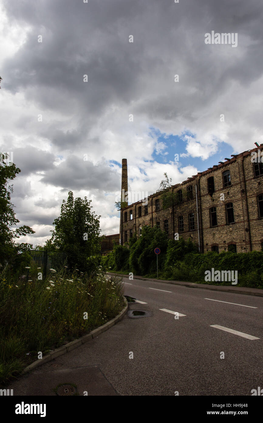 dismal, ruin, work, factory, frowningly, menacing, thunderclouds ...