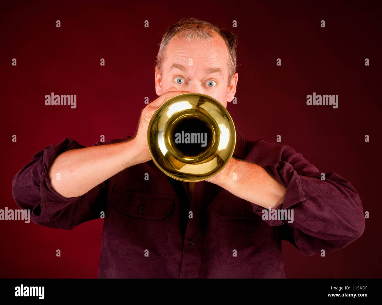 Front View of a Trumpet Player Stock Photo - Alamy
