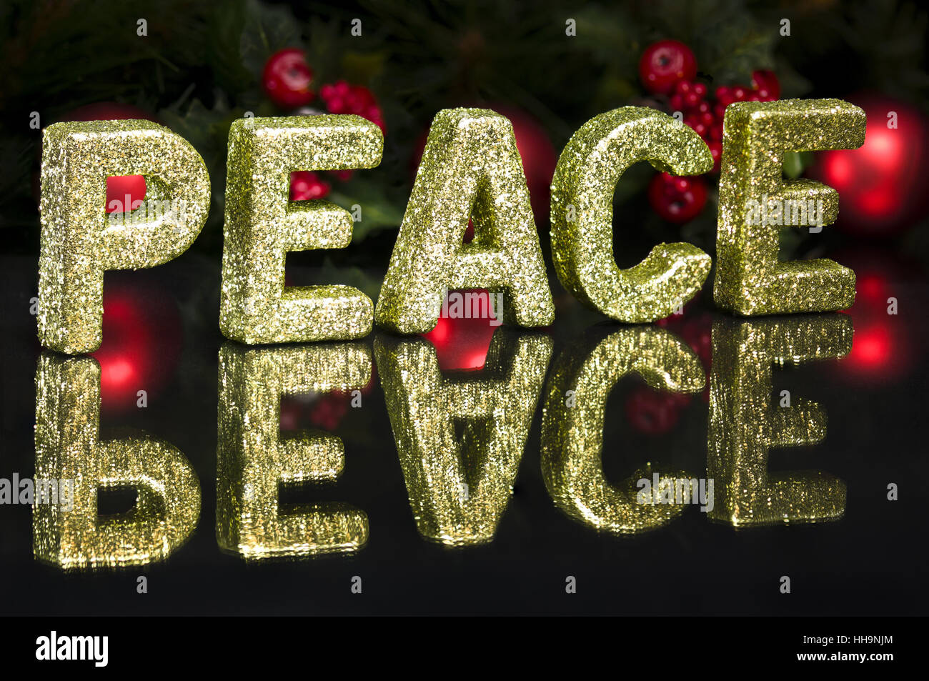 Gold glitter letter peace hi-res stock photography and images - Alamy