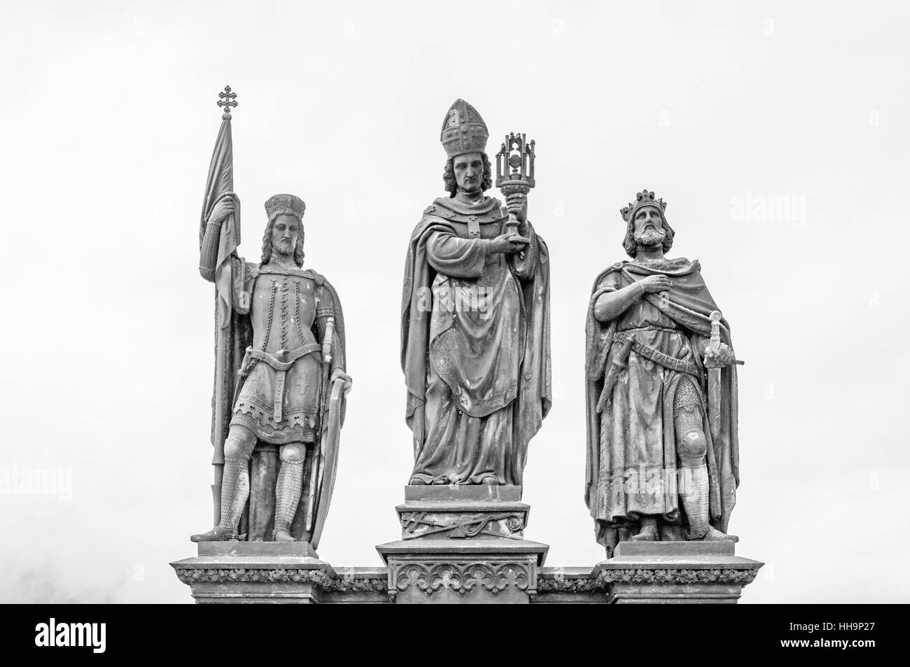 Prague statues from Charles' Bridge Stock Photo - Alamy