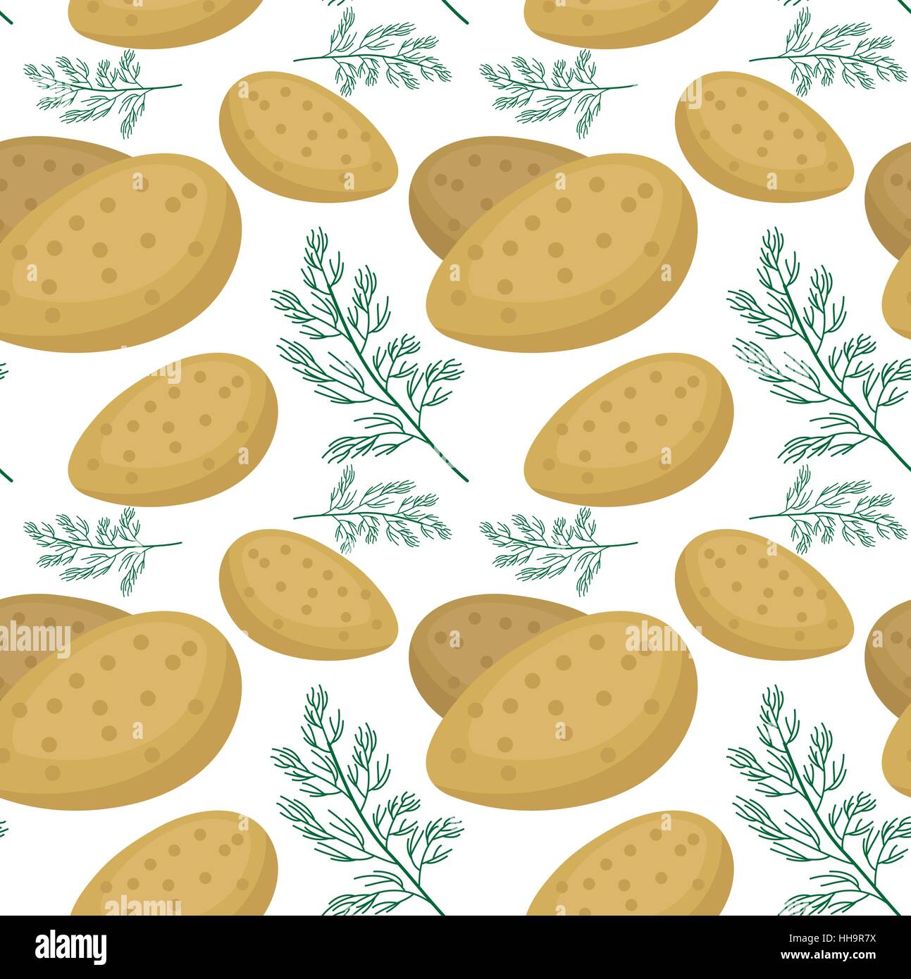 Potatoes seamless pattern. Praties endless background, texture ...