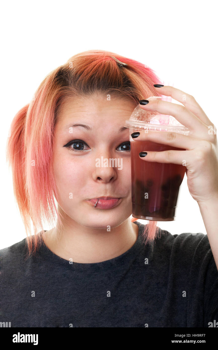 teenager with bubble tea Stock Photo - Alamy