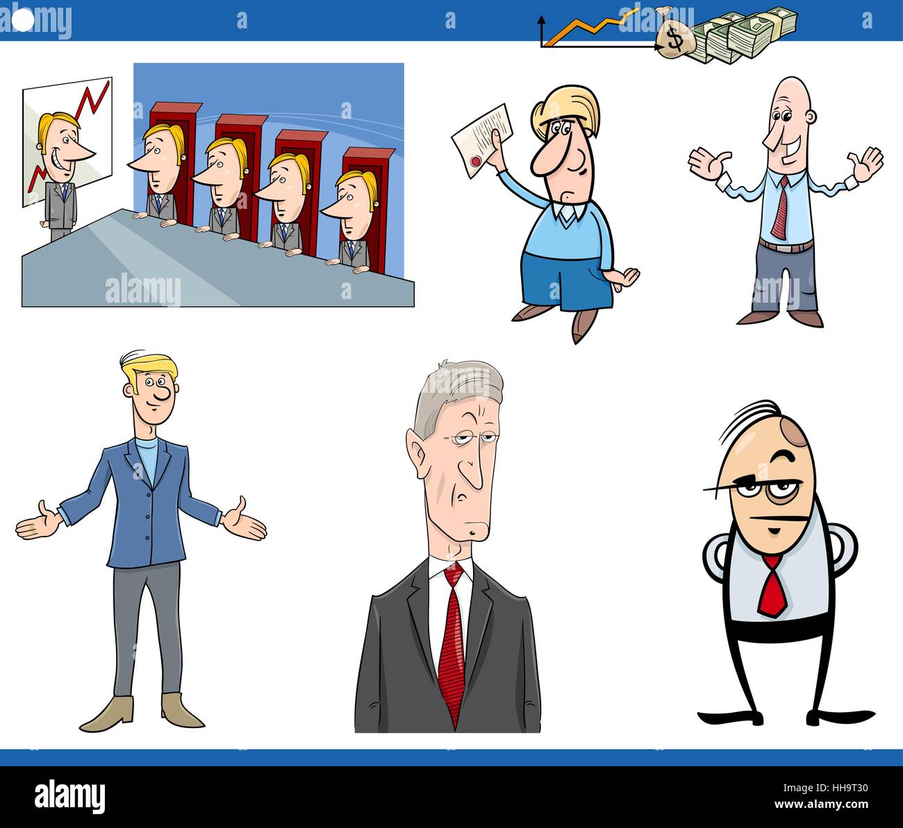 Cartoon Illustration Set of Businessman Characters and Business ...
