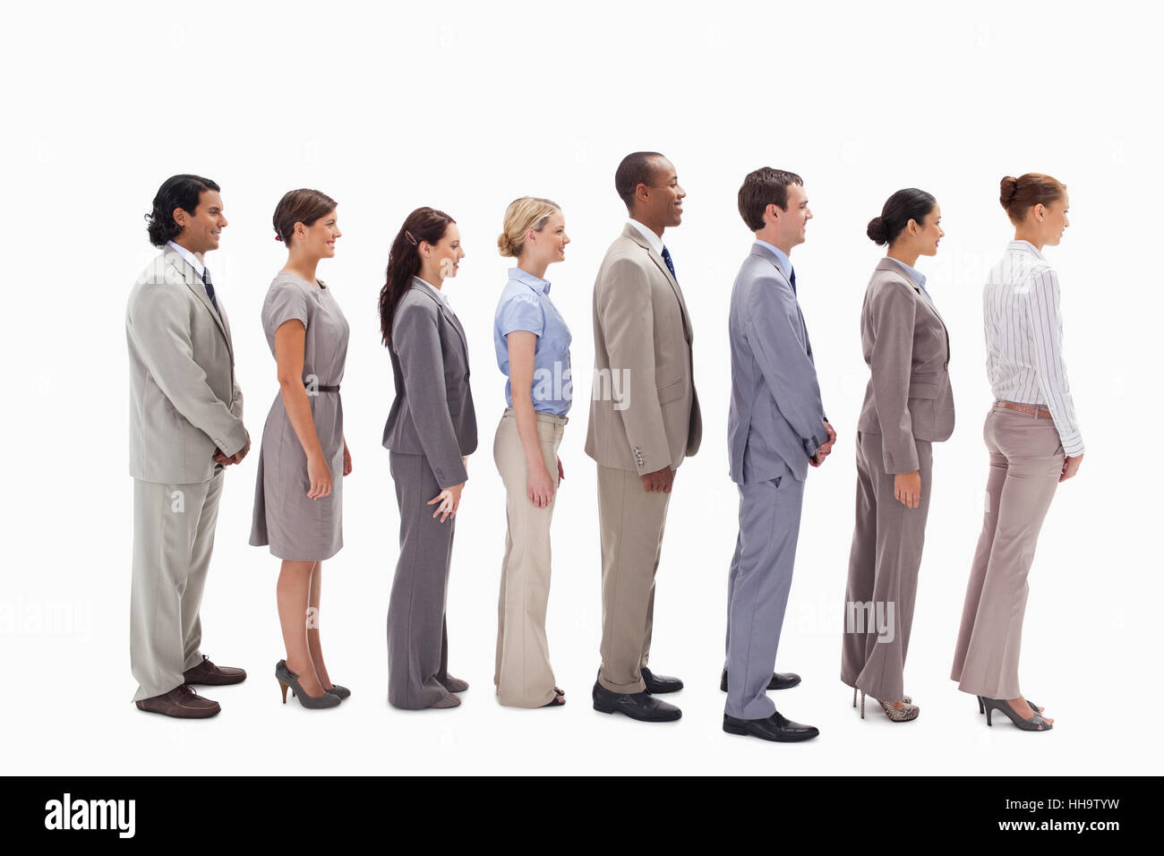 Profile of a business team in a single line against white background ...