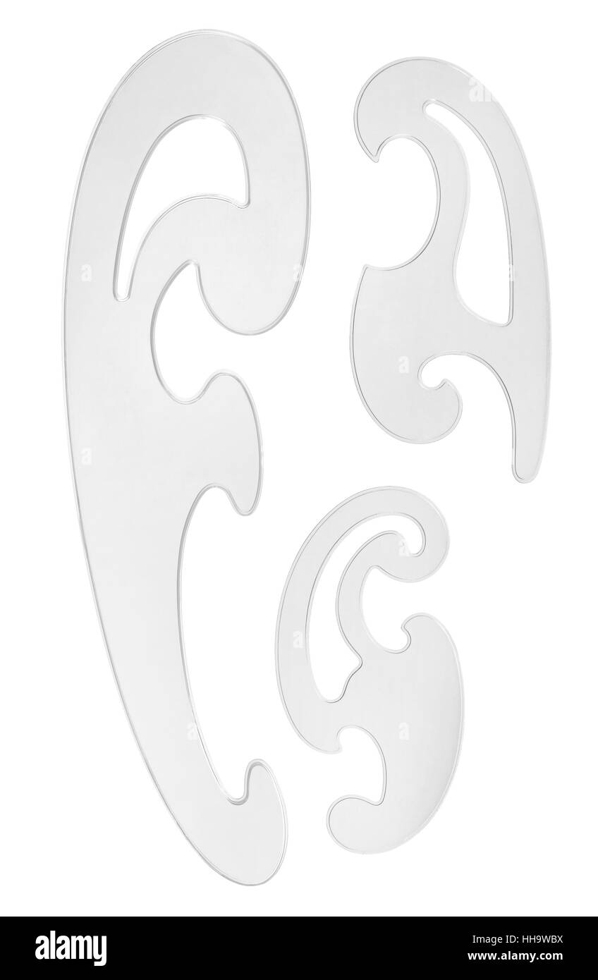 studio photography of a set with curve templates isolated on white ...