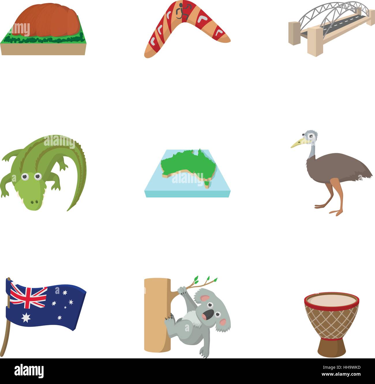Holiday in Australia icons set, cartoon style Stock Vector Image & Art ...