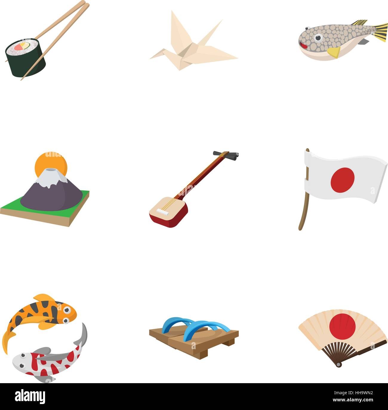 Holiday in Japan icons set, cartoon style Stock Vector Image & Art - Alamy