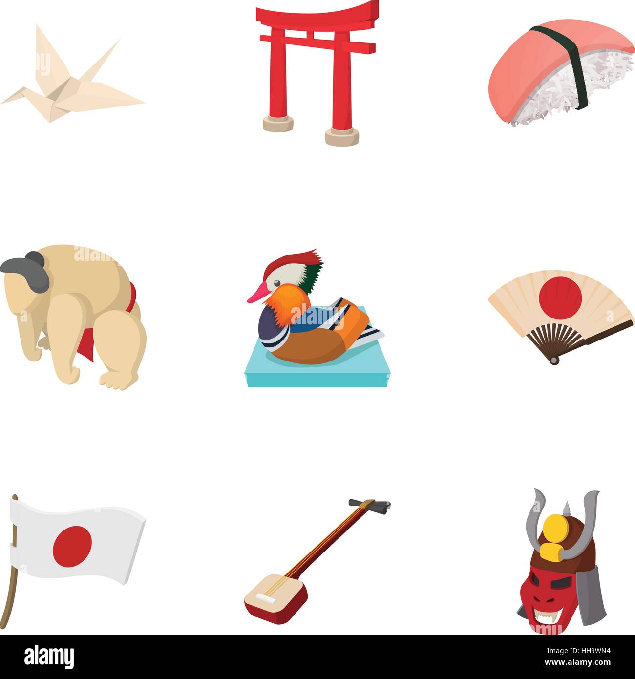 Attractions of Japan icons set, cartoon style Stock Vector Image & Art ...