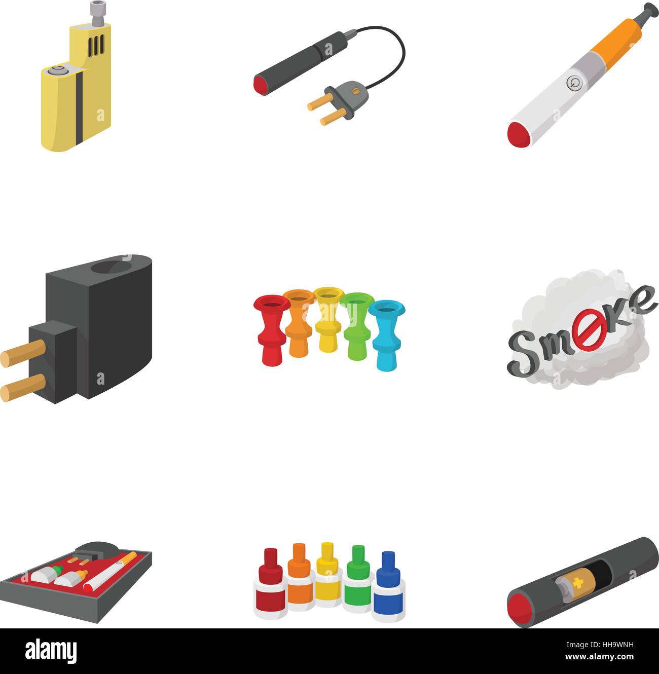 Electronic cigarette icons set, cartoon style Stock Vector Image & Art ...