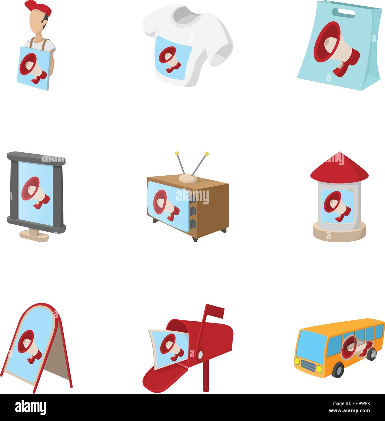 Advertising icons set, cartoon style Stock Vector Image & Art - Alamy
