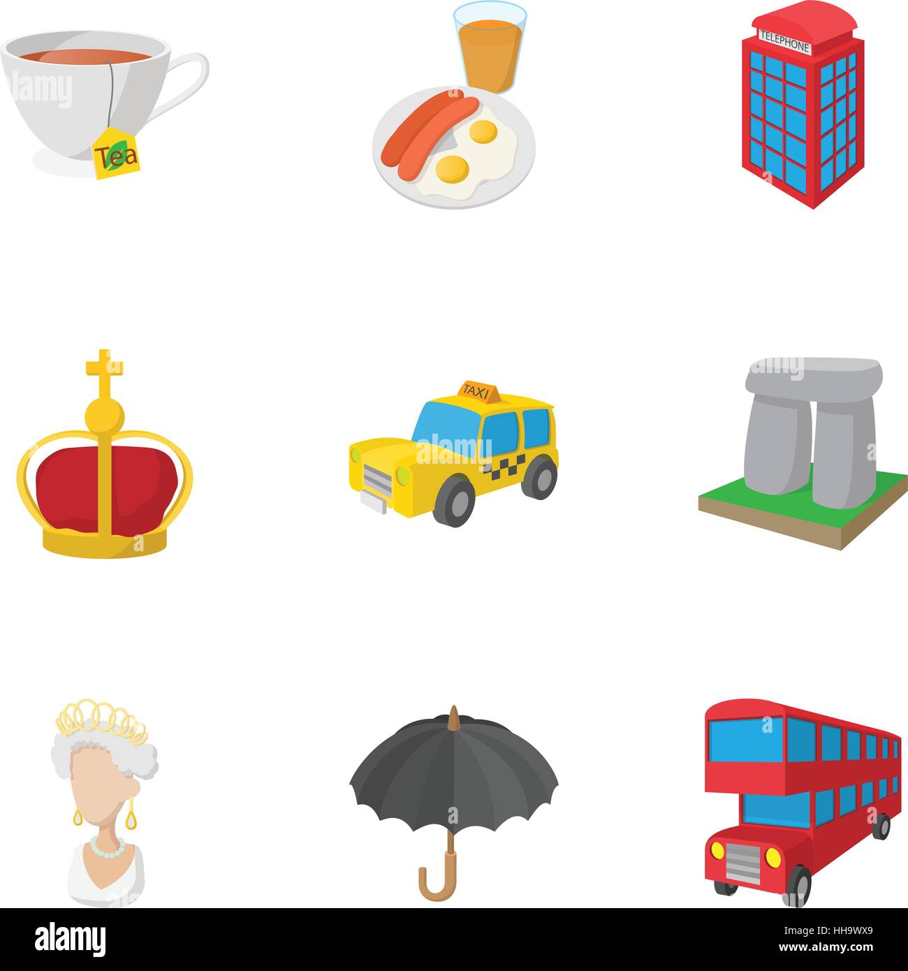 Holiday in United Kingdom icons set, cartoon style Stock Vector Image ... Holiday in United Kingdom icons set, cartoon style Stock Vector Image ...