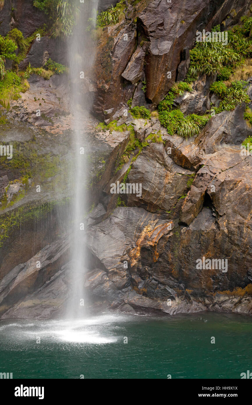 waterfall, new zealand, water, fall, travel, big, large, enormous ...