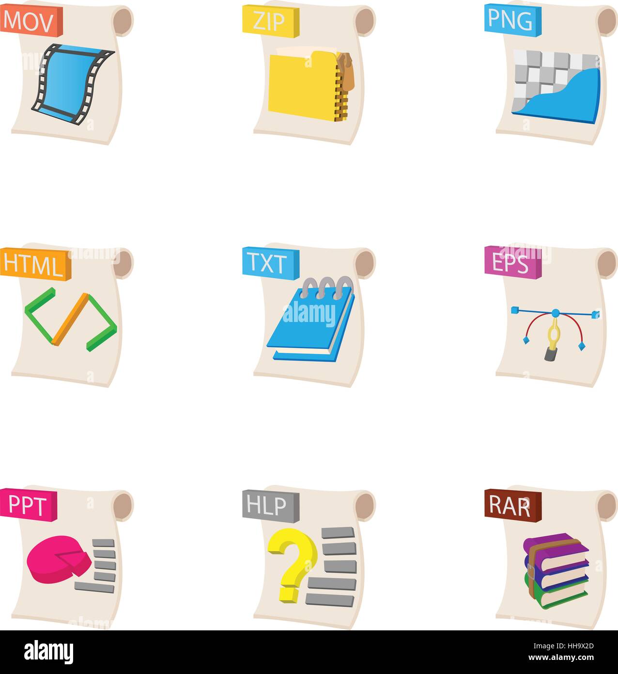 Document types icons set, cartoon style Stock Vector Image & Art - Alamy