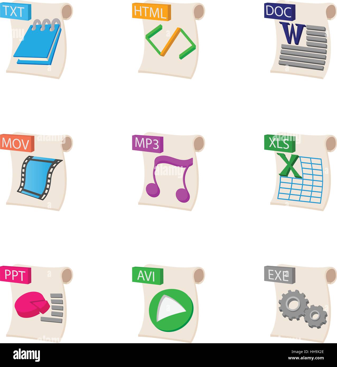 Kind of files icons set, cartoon style Stock Vector Image & Art - Alamy