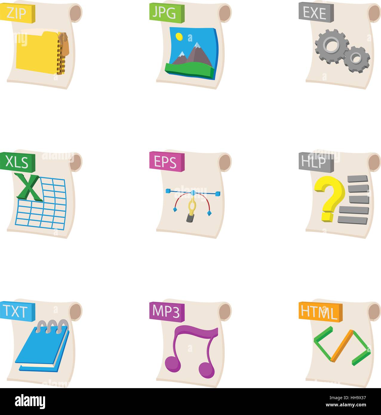 Types of files icons set, cartoon style Stock Vector Image & Art - Alamy