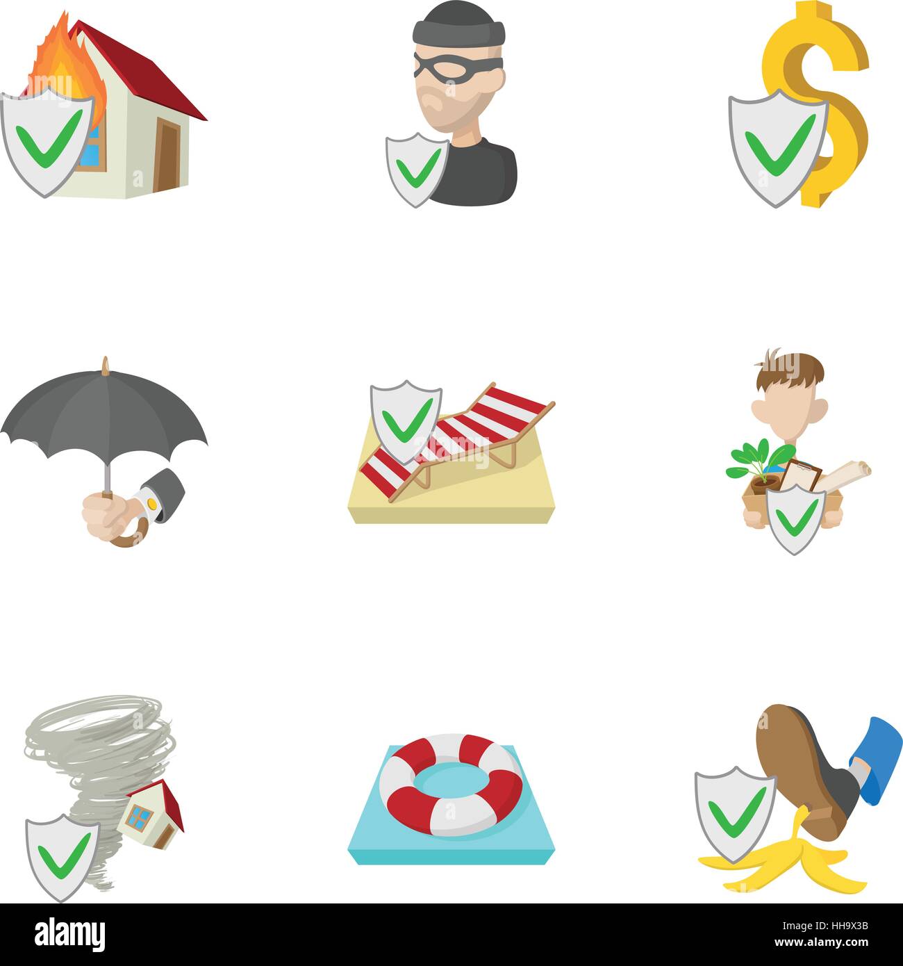 Insurance icons set, cartoon style Stock Vector Image & Art - Alamy
