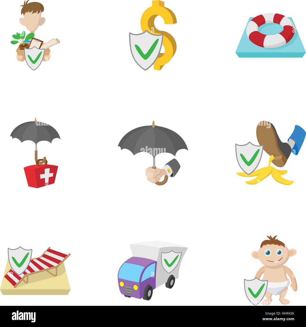 Protection icons set, cartoon style Stock Vector Image & Art - Alamy