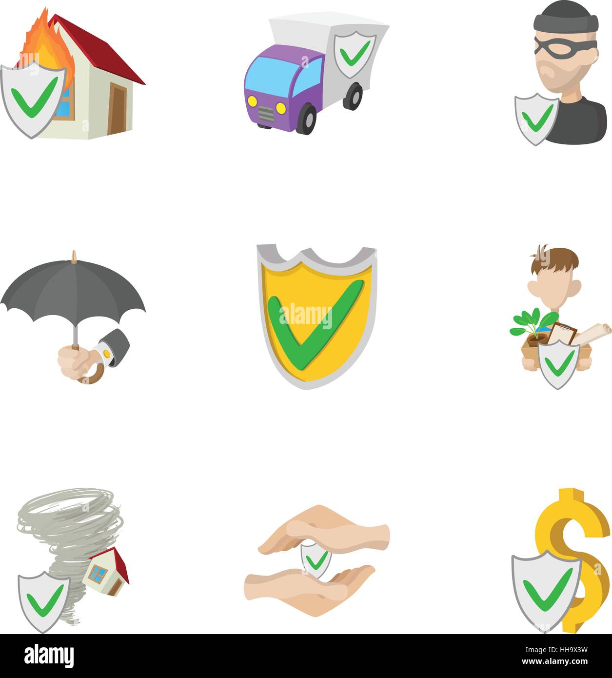 Assurance icons set, cartoon style Stock Vector Image & Art - Alamy