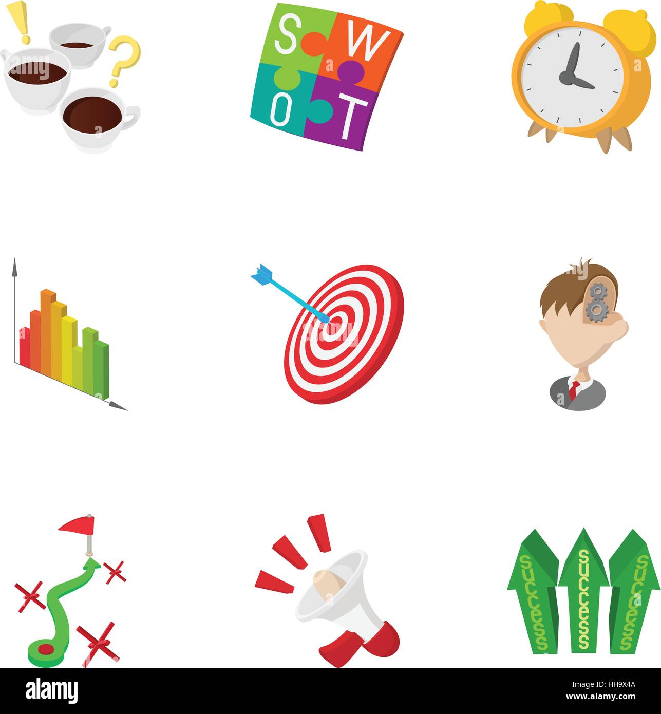 Success in business icons set, cartoon style Stock Vector Image & Art ...
