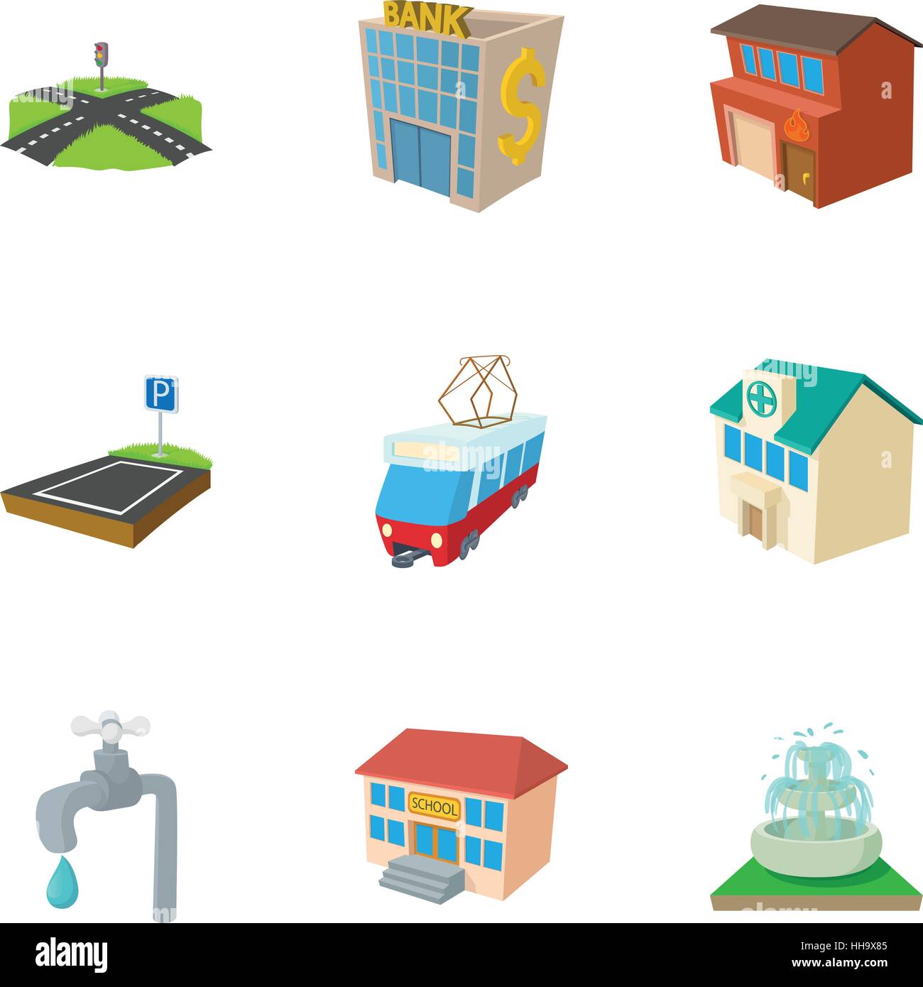 City buildings icons set, cartoon style Stock Vector Image & Art - Alamy