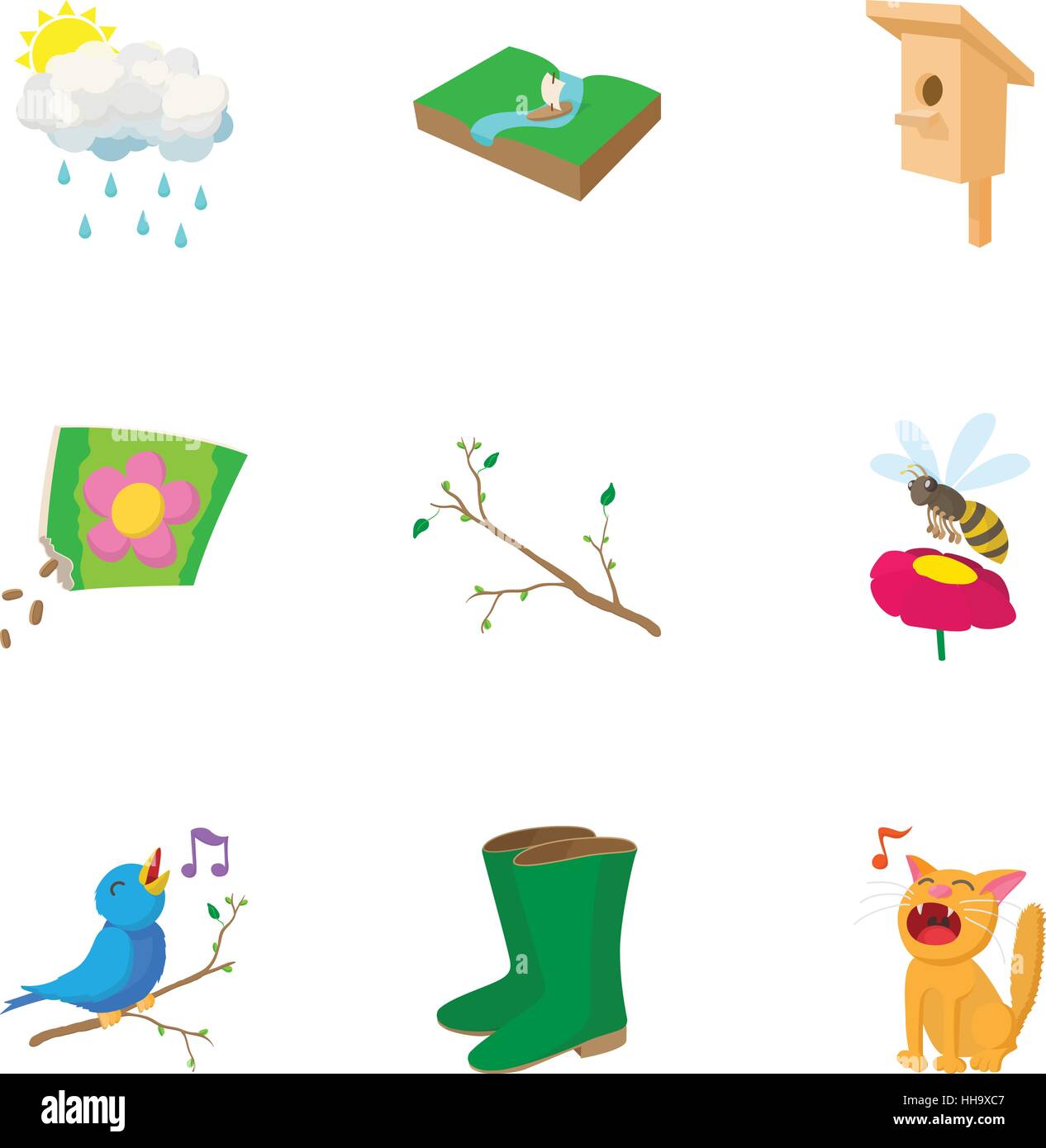 Springtime icons set, cartoon style Stock Vector Image & Art - Alamy
