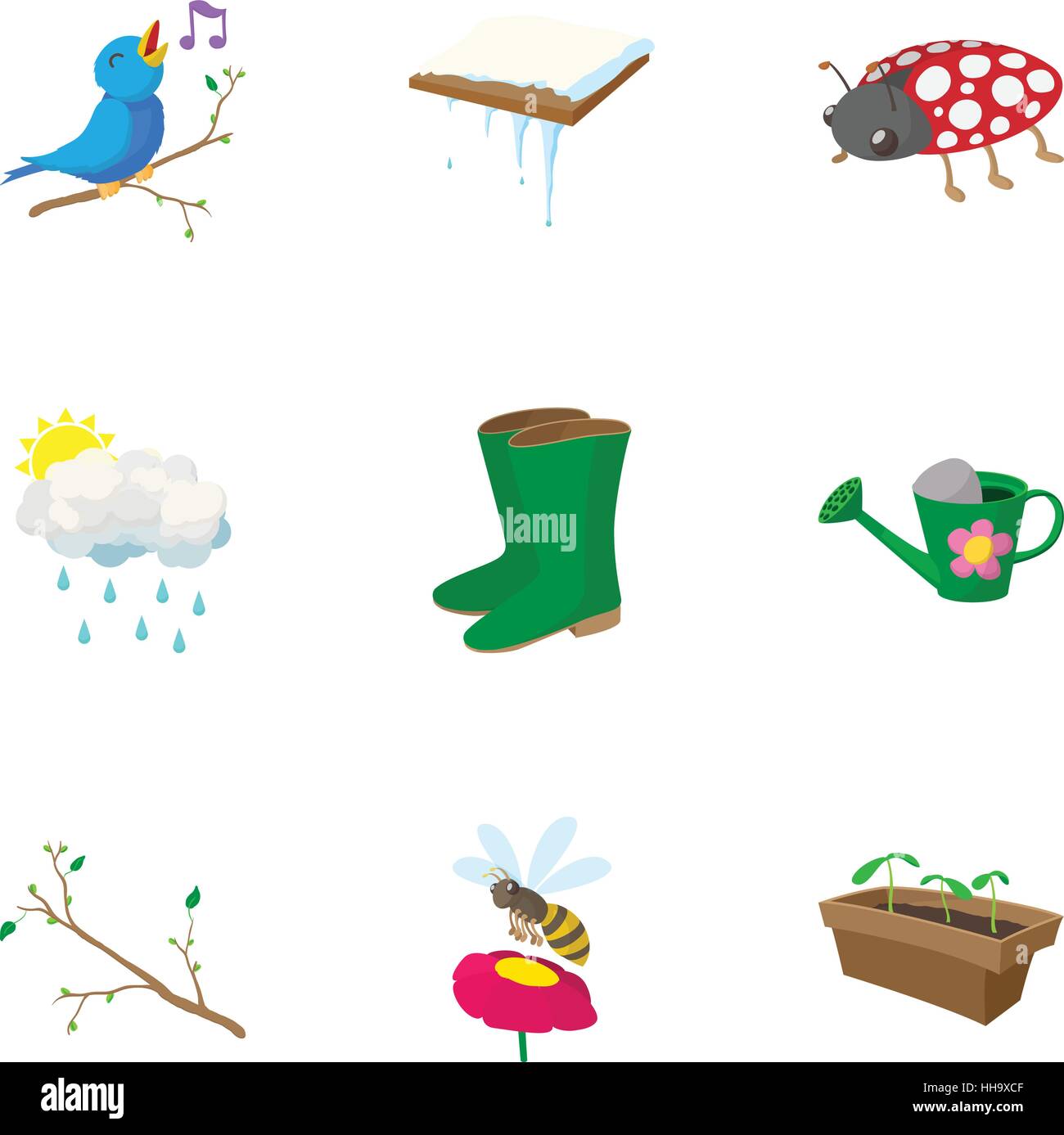 Time of year spring icons set, cartoon style Stock Vector Image & Art ...