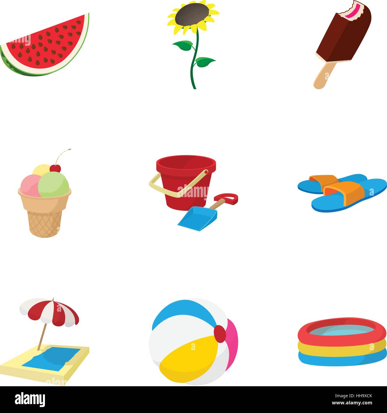 Relax on beach icons set, cartoon style Stock Vector Image & Art - Alamy