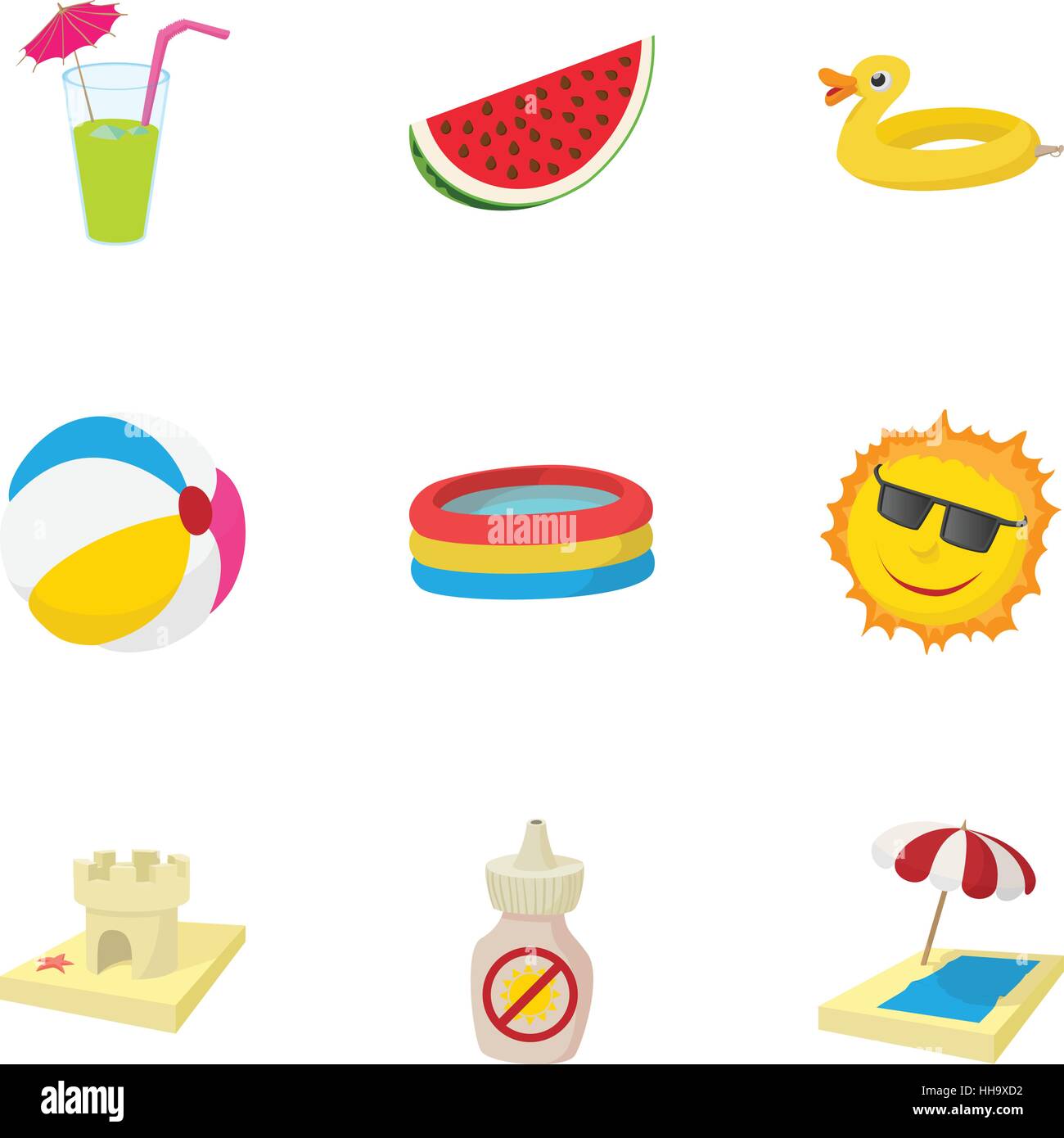 Sandy beach icons set, cartoon style Stock Vector Image & Art - Alamy