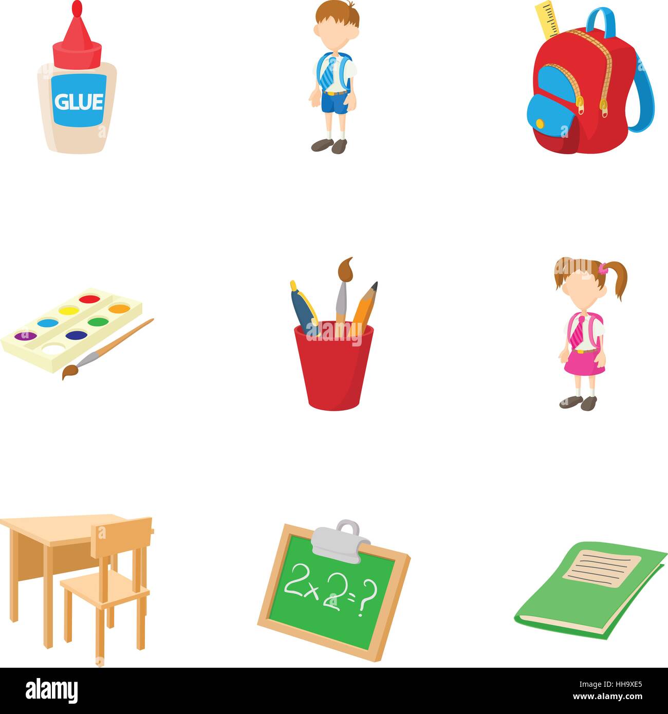 Children education icons set, cartoon style Stock Vector Image & Art ...