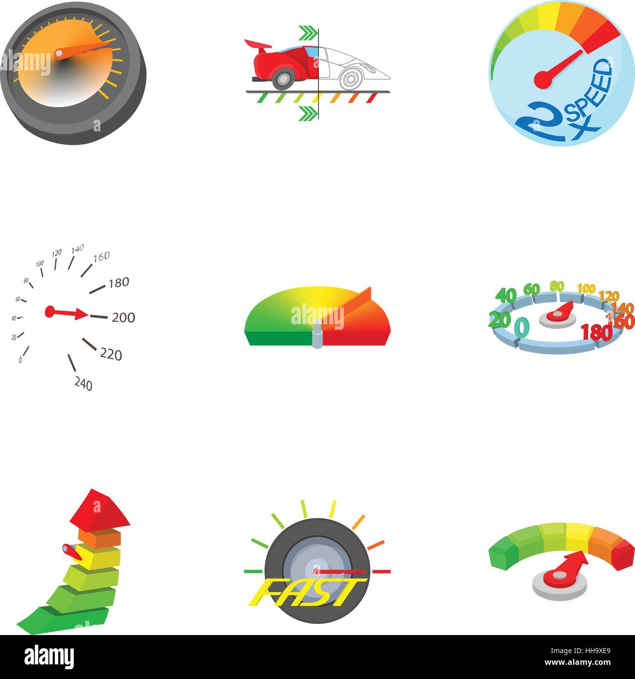 Speedometer icons set, cartoon style Stock Vector Image & Art - Alamy