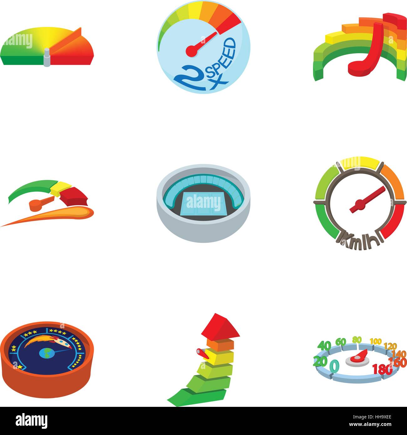Speed measurement icons set, cartoon style Stock Vector Image & Art - Alamy