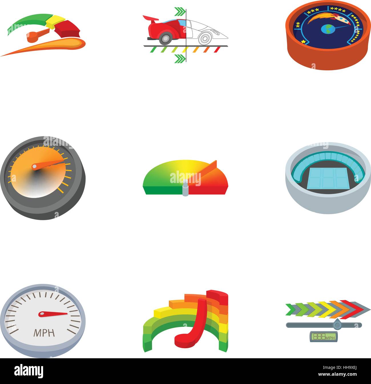 Engine speedometer icons set, cartoon style Stock Vector Image & Art ...