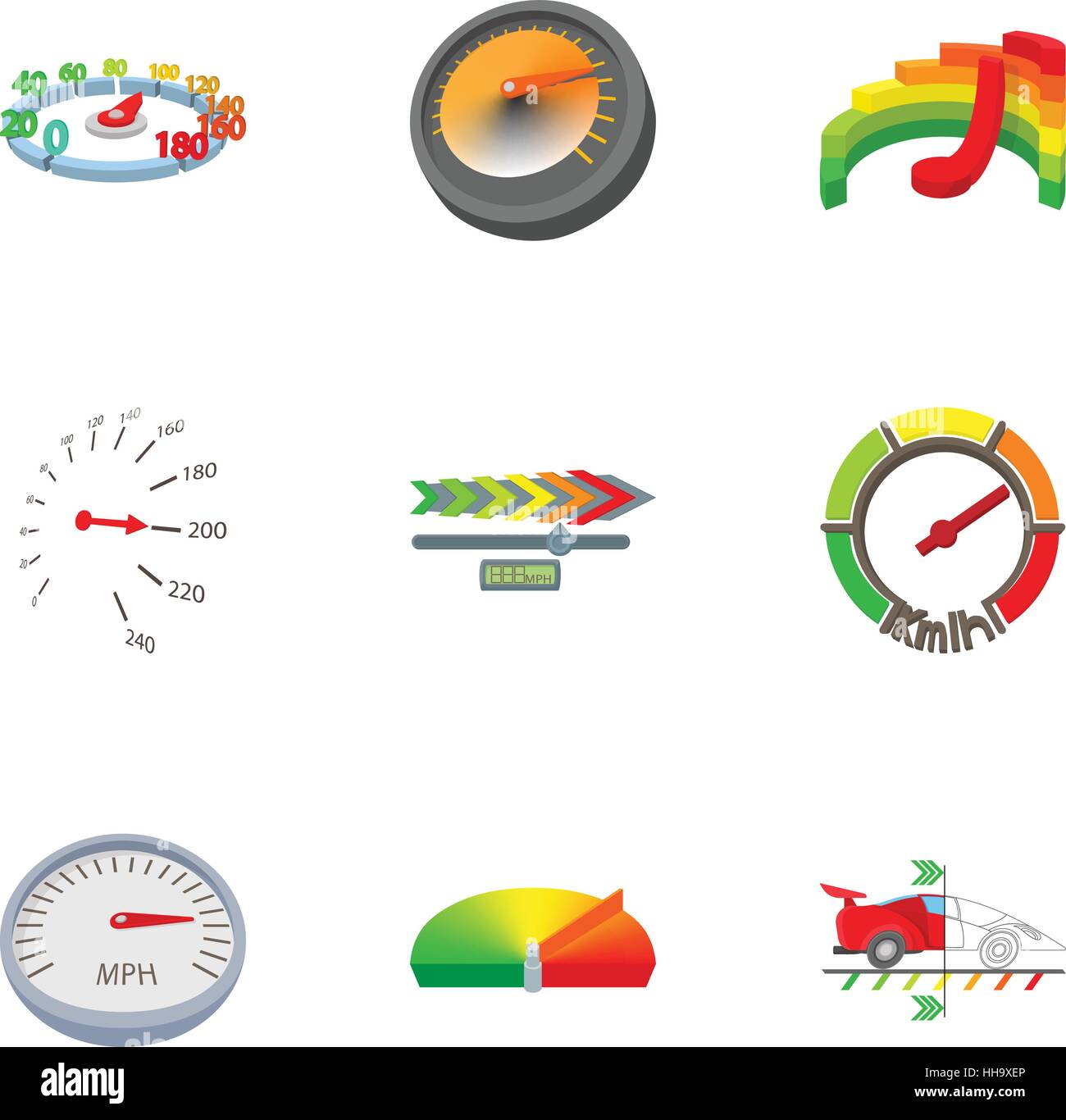 Speedometer for transport icons set, cartoon style Stock Vector Image ...