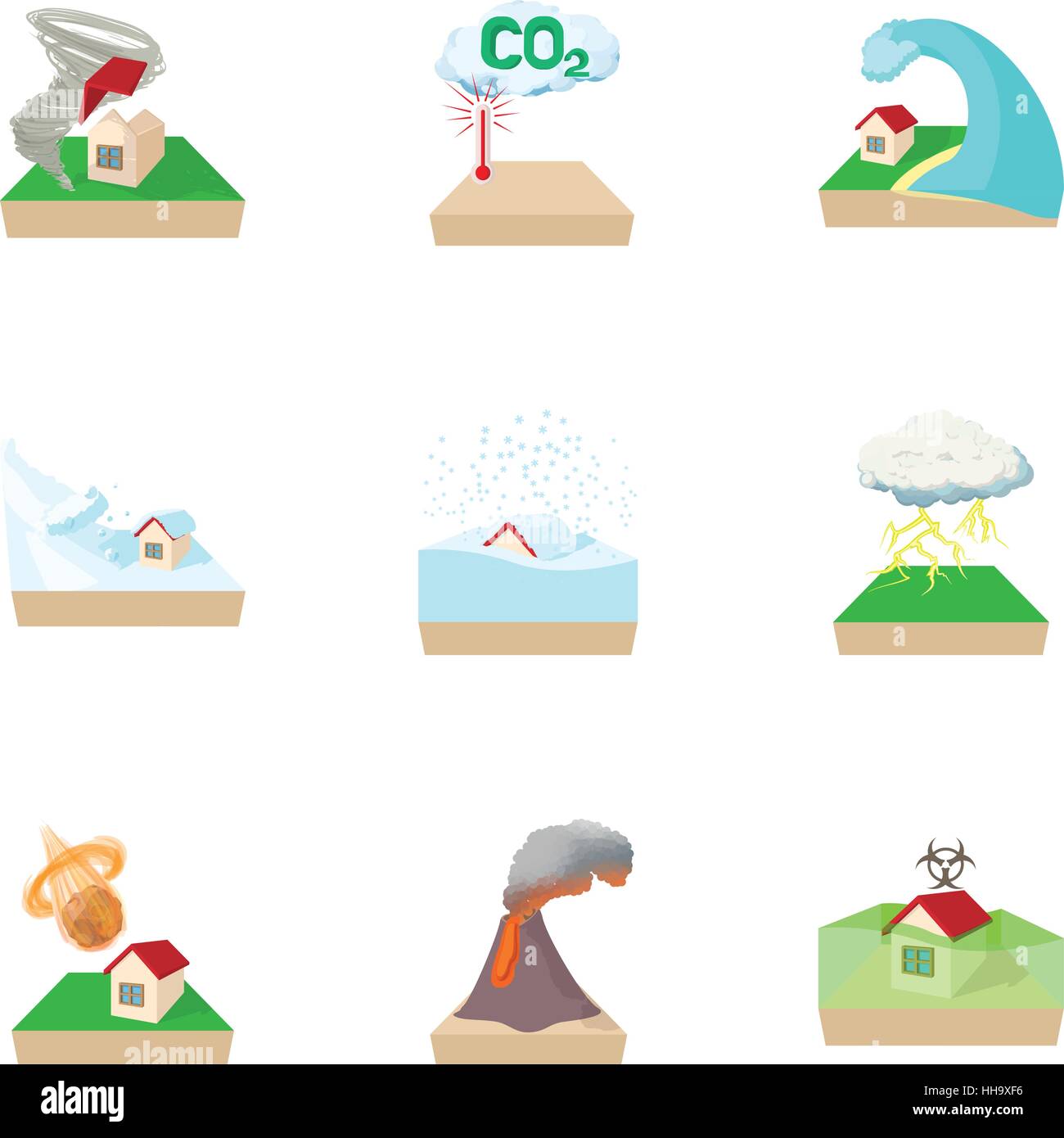 Disaster icons set, cartoon style Stock Vector Image & Art - Alamy