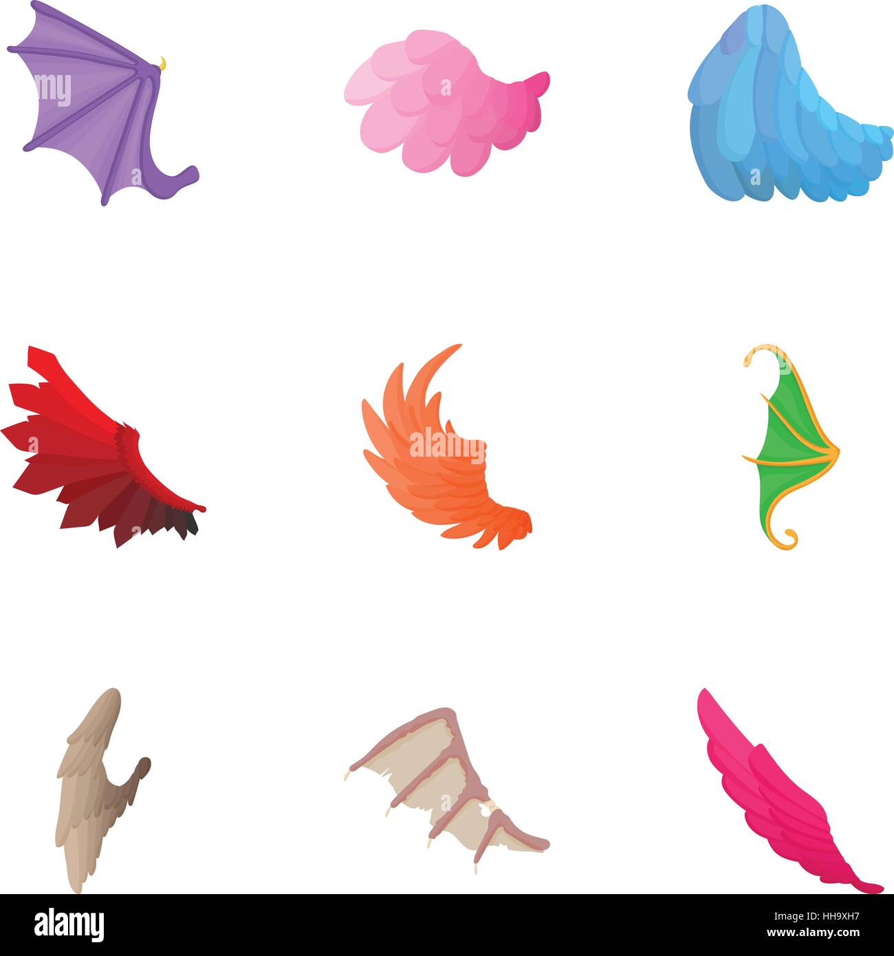 Wings icons set, cartoon style Stock Vector Image & Art - Alamy